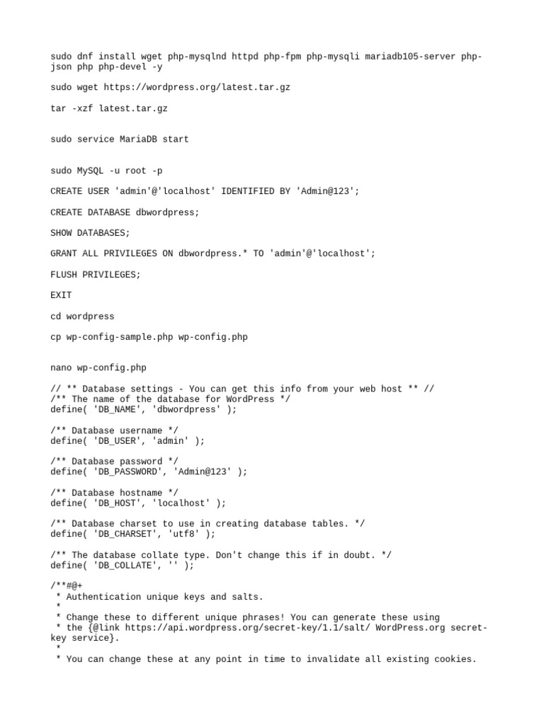 Sudo DNF Install Wget Php-Mysqlnd H | PDF | Word Press | Sudo