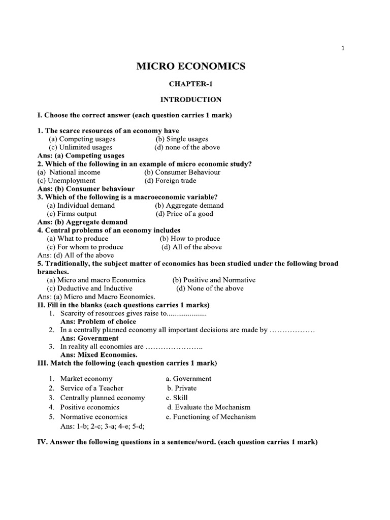 Micro Economics Ch1 | PDF