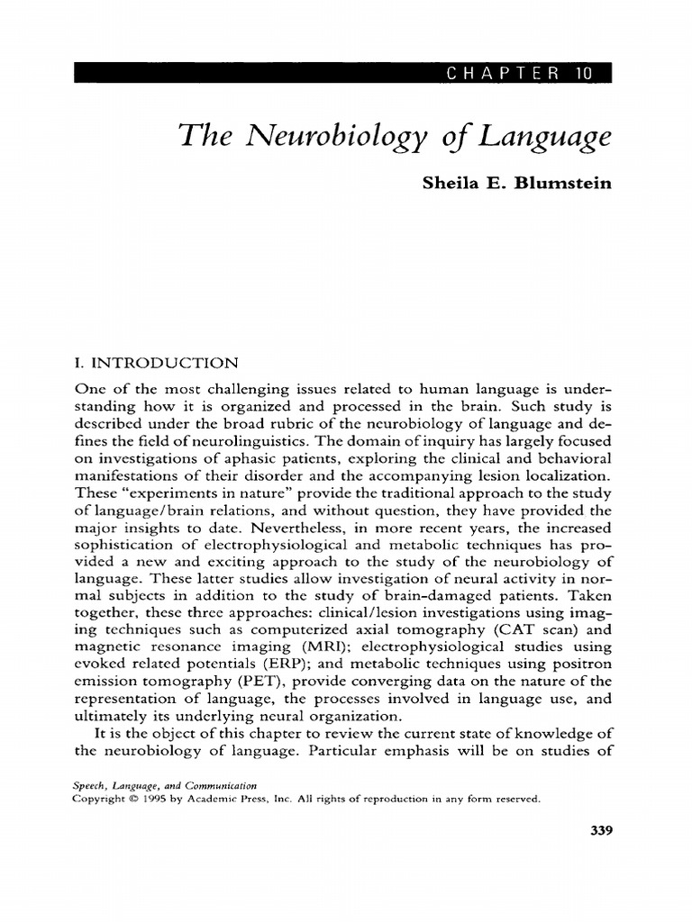 The Neurobiology of Language | PDF | Speech | Aphasia