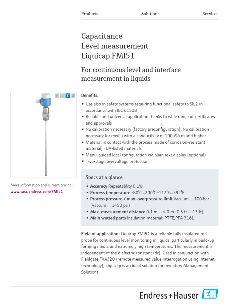 Endress-Hauser Liquicap M FMI51 EN | PDF | Physical Sciences | Metrology