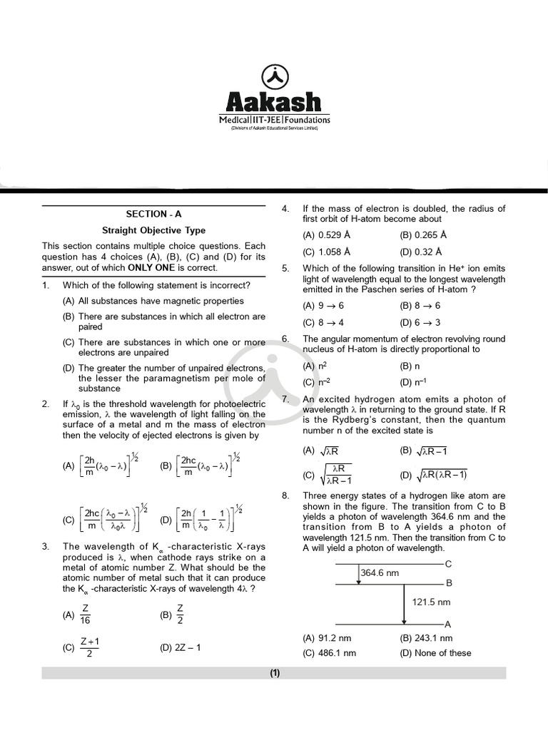 FS CPP 02 Physics Chemistry Mathematics 2020 5 | PDF | Electron ...