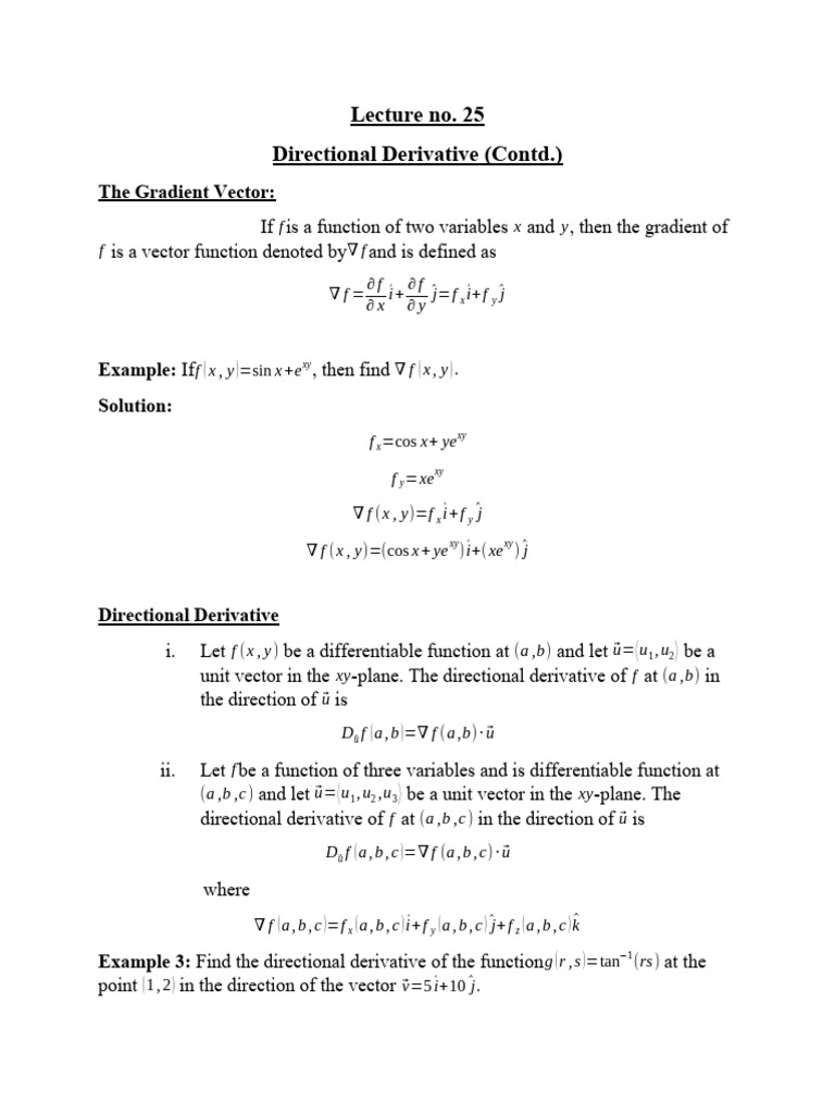 Gradient and Directional Derivatives | PDF | Derivative | Gradient