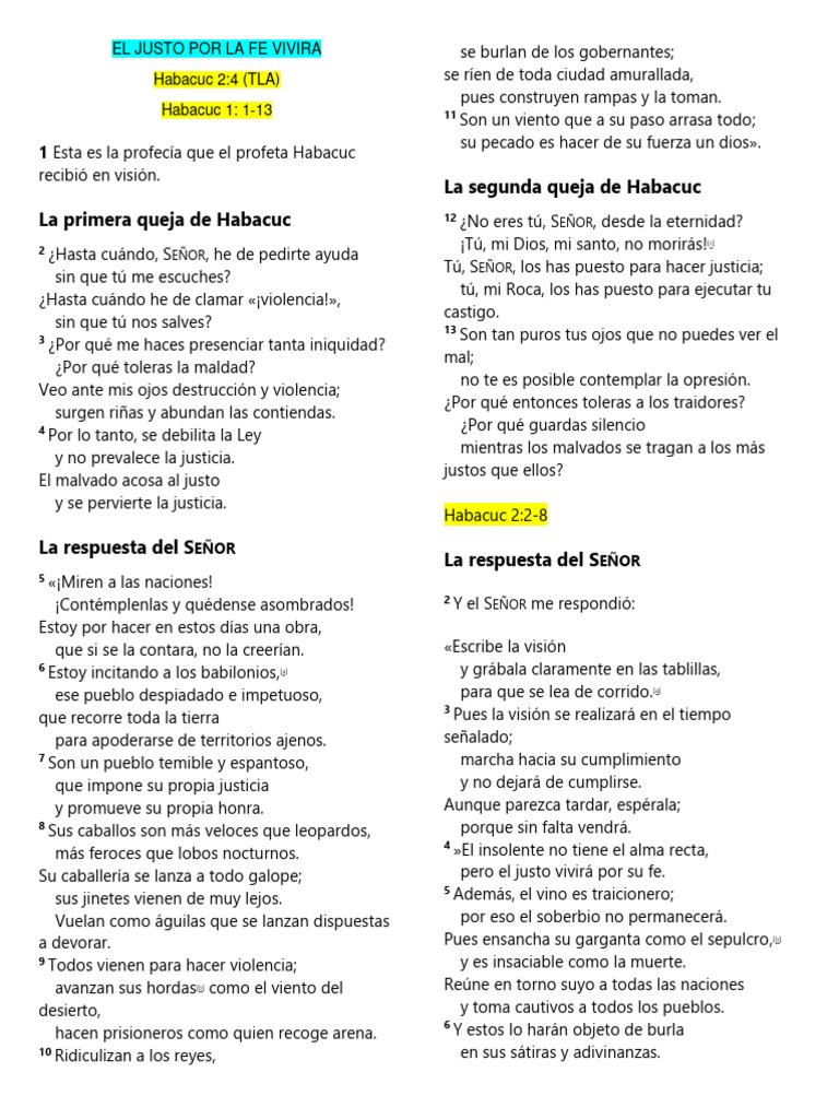 El Justo Por La Fe Vivira | PDF