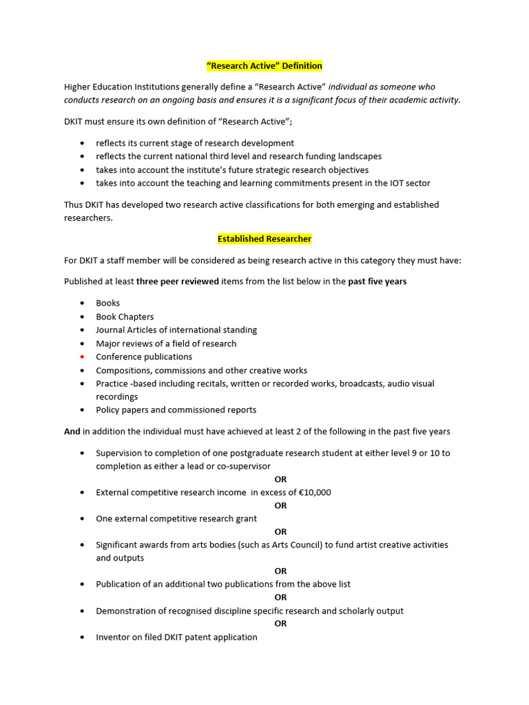 Research Active Definition DKIT | PDF