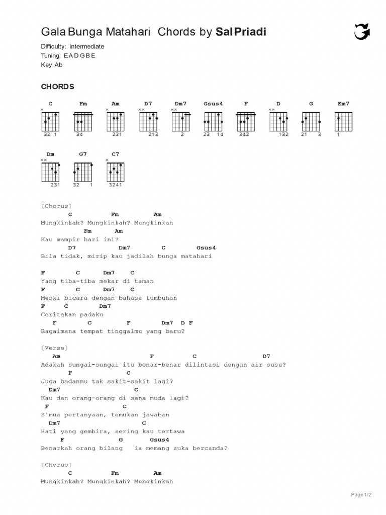 Gala Bunga Matahari Chords-1 | PDF