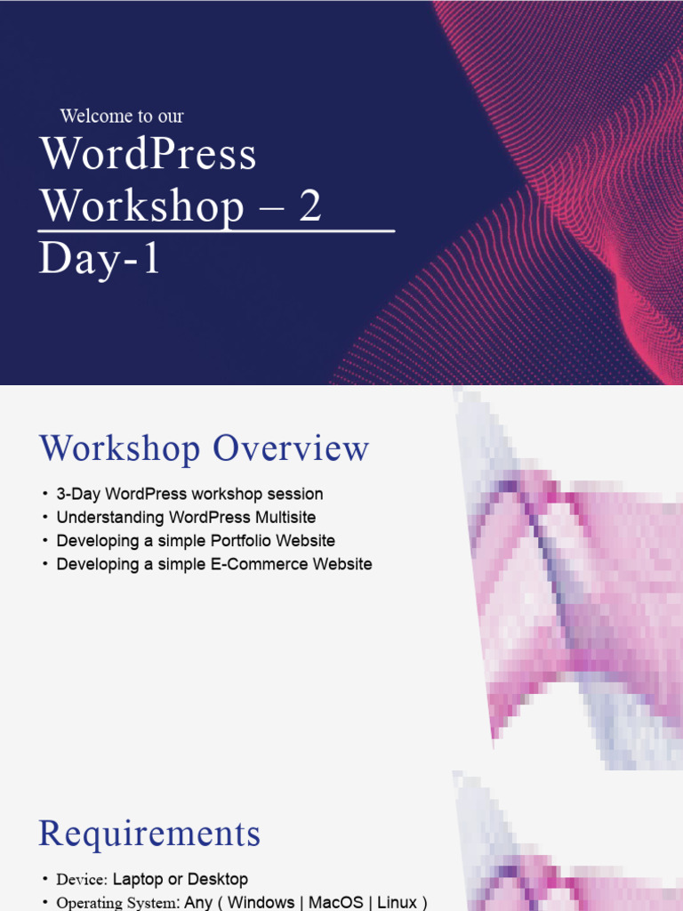 WordPress Workshop Presentation | PDF | Word Press | E Commerce