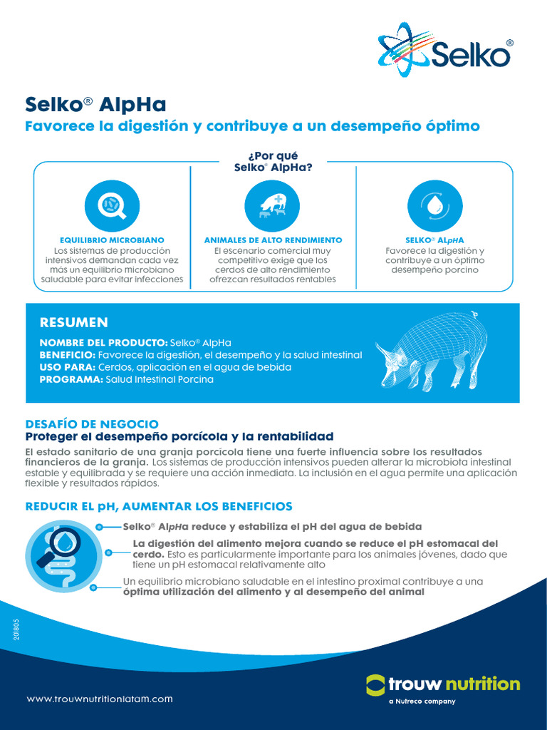 Selko Alpha Aplicacion Cerdos | PDF | Agua | Digestión