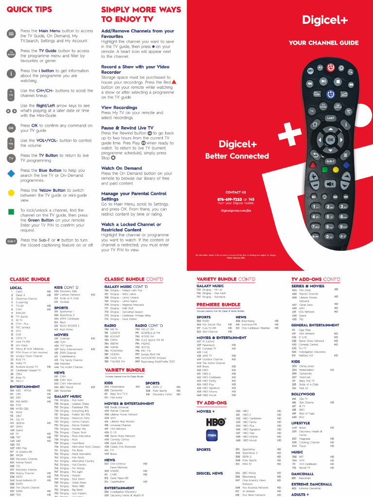 Digicel+ Channel Guide | PDF