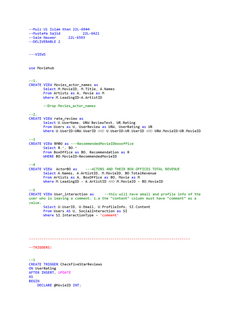 Views, Triggers and Stored Procedures-1 | PDF | Computing | Data Management