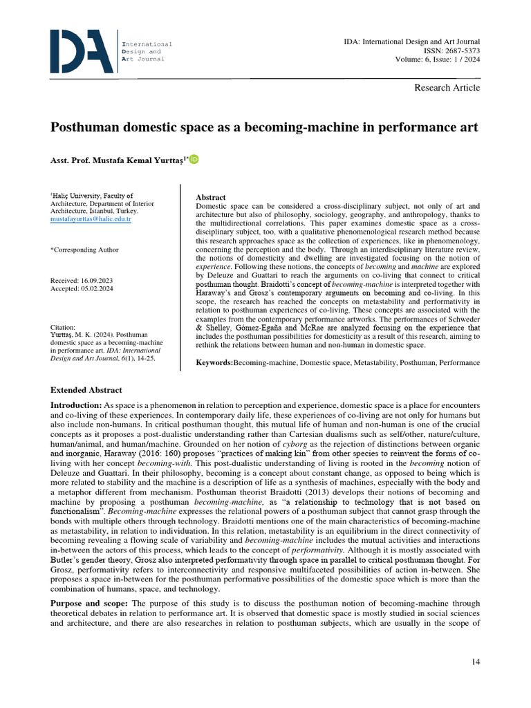 Posthuman Domestic Space As A Becoming-Machine in Performance Art | PDF | Space | Posthuman