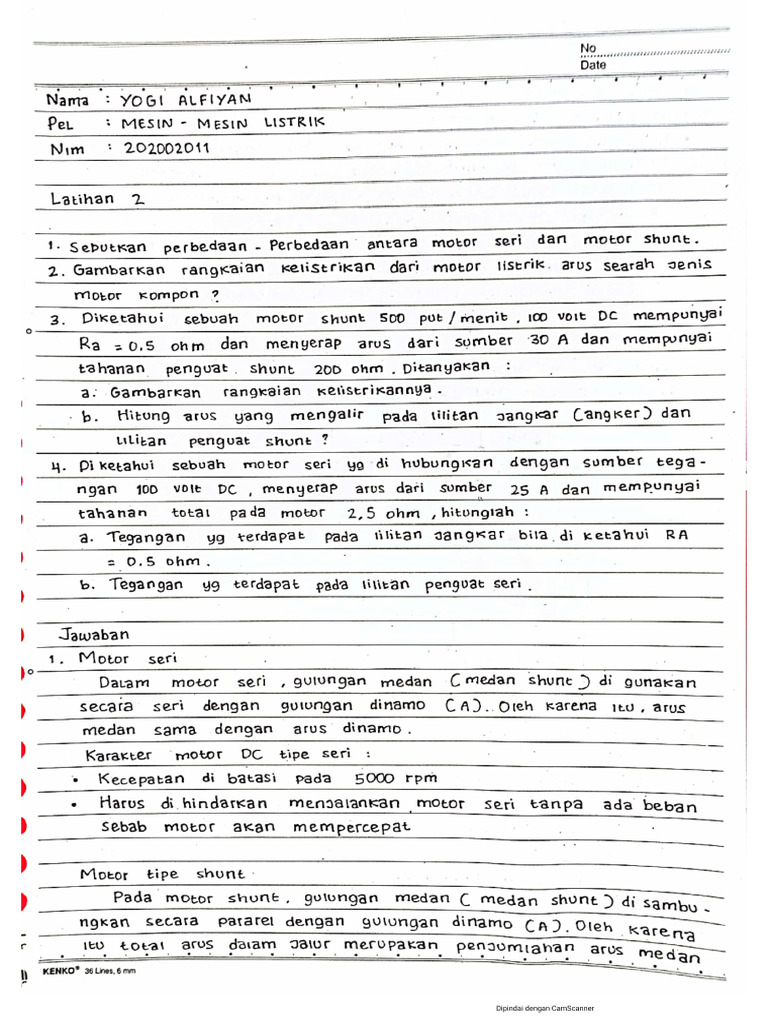 202002011- Tugas mesin listrik latihan2 | PDF