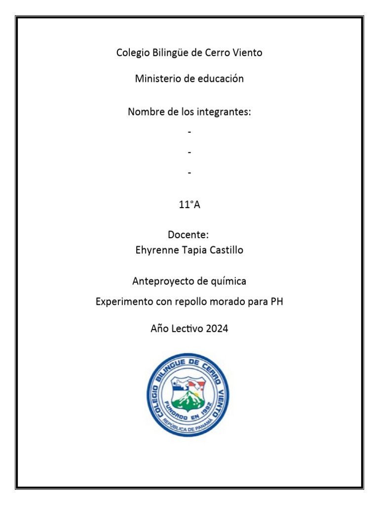 Anteproyecto de Quimica | PDF | Ph | Ácido