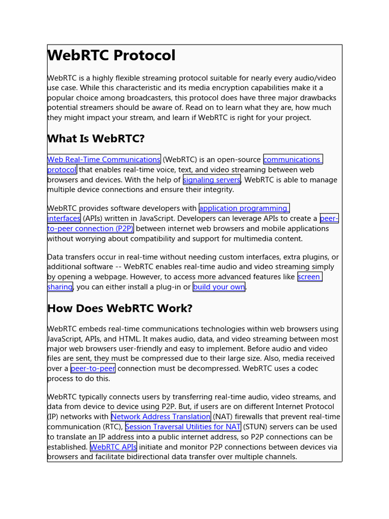 WebRTC Protocol | PDF | World Wide Web | Internet & Web