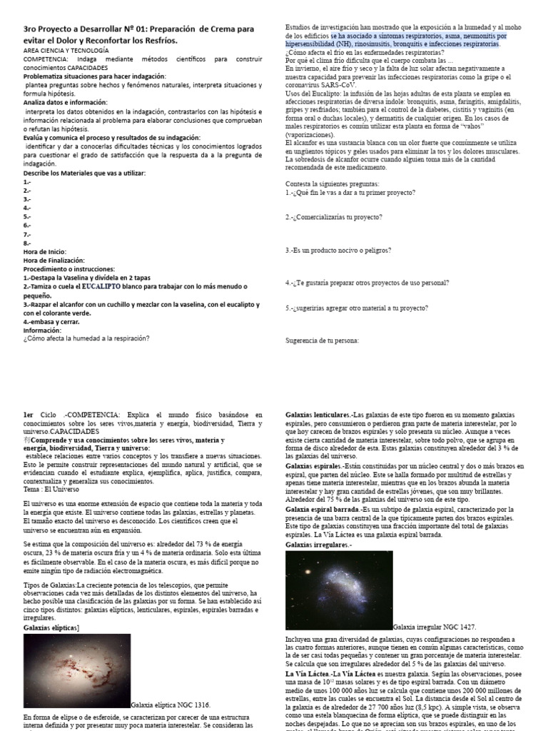 Clases Proyecto 3ero y Clases Universo 1ero | PDF | Galaxia | Universo