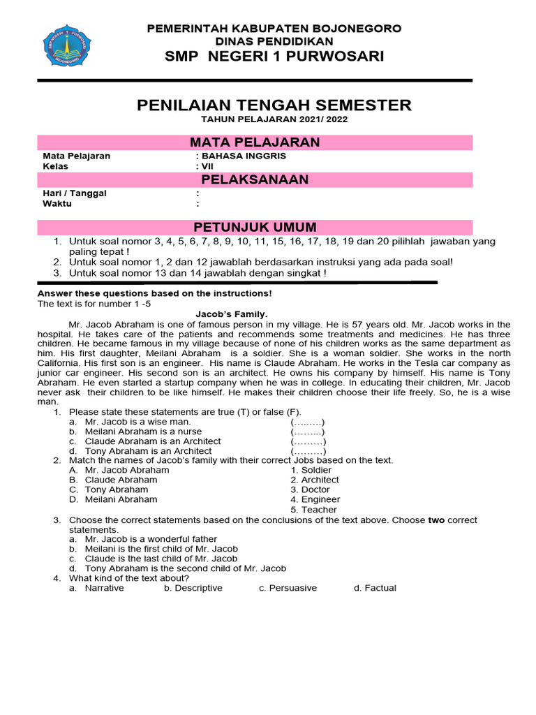 PTS ENGLISH semester 2 2022 | PDF | Medicine | Clinical Medicine
