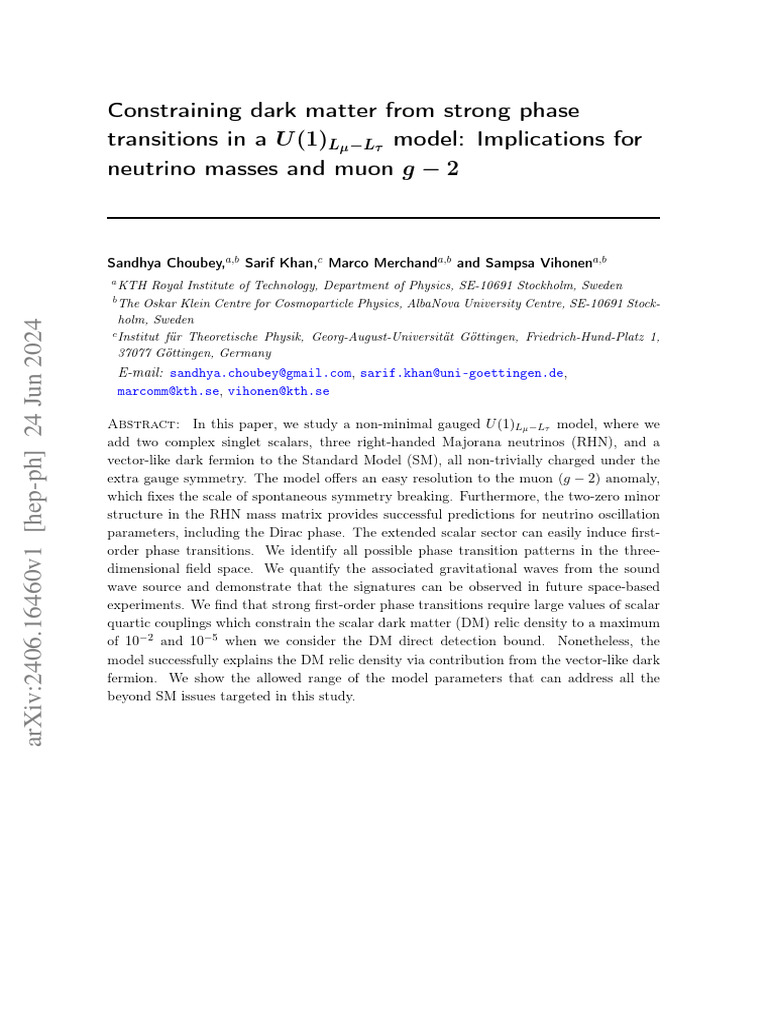 Constraining Dark Matter From Strong Phase Transitions in A U (1) Model ...