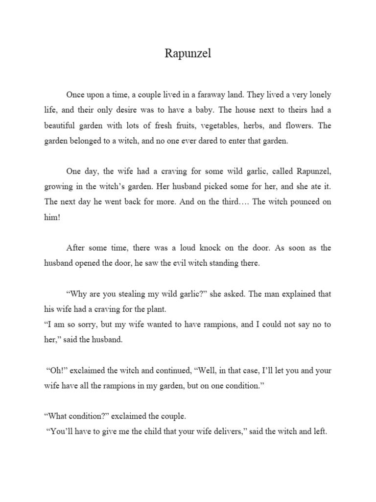 Storytelling Rapunzel | PDF | Rapunzel | Fairy Tales