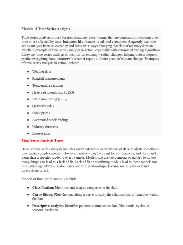 Module -3 Time Series Analysis | PDF | Time Series | Autoregressive ... Module -3 Time Series Analysis | PDF | Time Series | Autoregressive ...