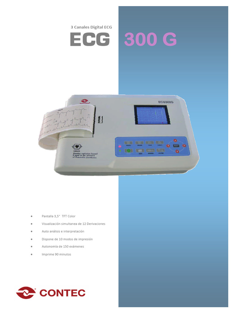 FICHA TECNICA - CONTEC ECG 300G | Descargar gratis PDF | Electrocardiografia | Equipo de oficina