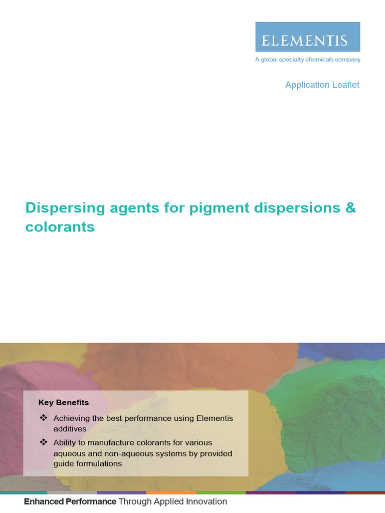 Elementis Colorants Dispersants Americas | PDF | Paint | Pigment