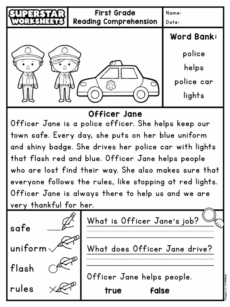 1 ST Grade Reading Comprehension Police Officers | PDF