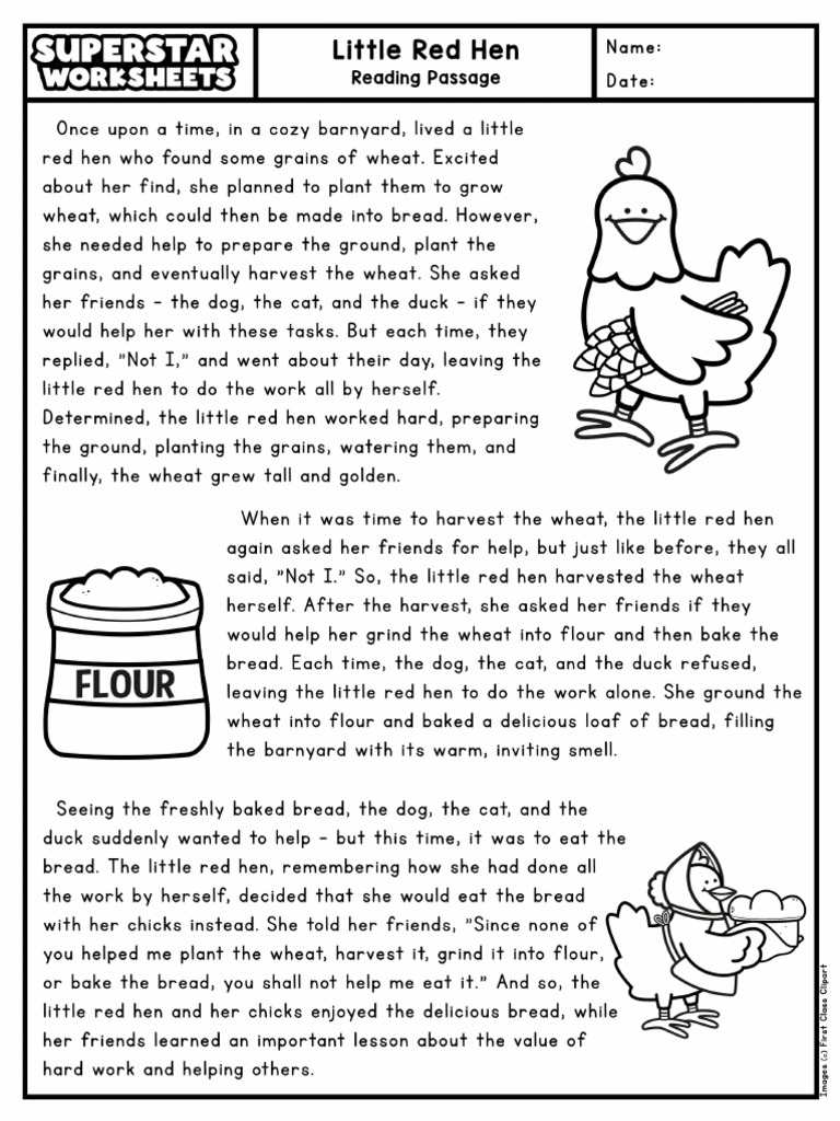 3 RD Grade Reading Comprehension Little Red Hens XP | PDF
