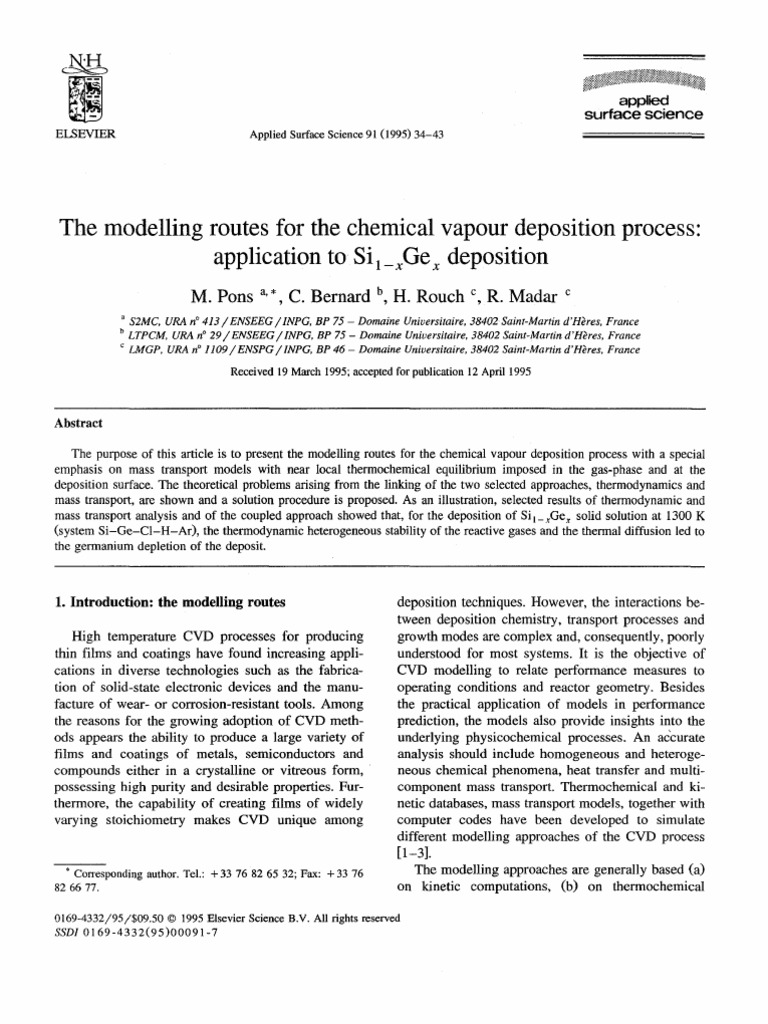 The modelling routes for the chemical vapour deposition process ...