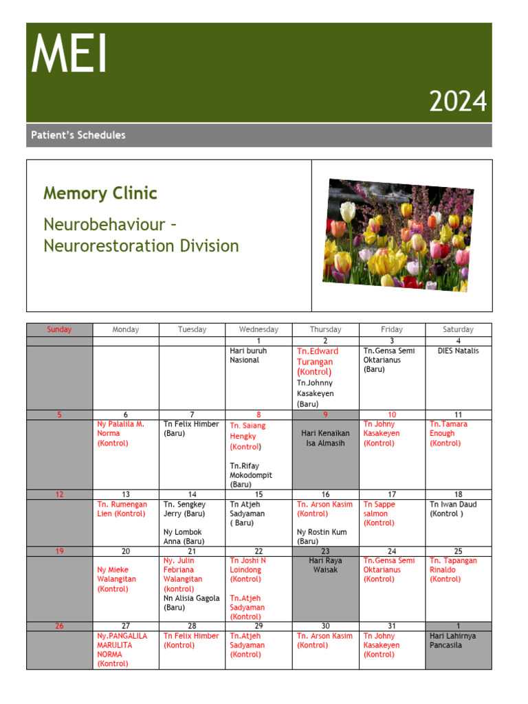 Patients Schedule Mei 2024 | PDF