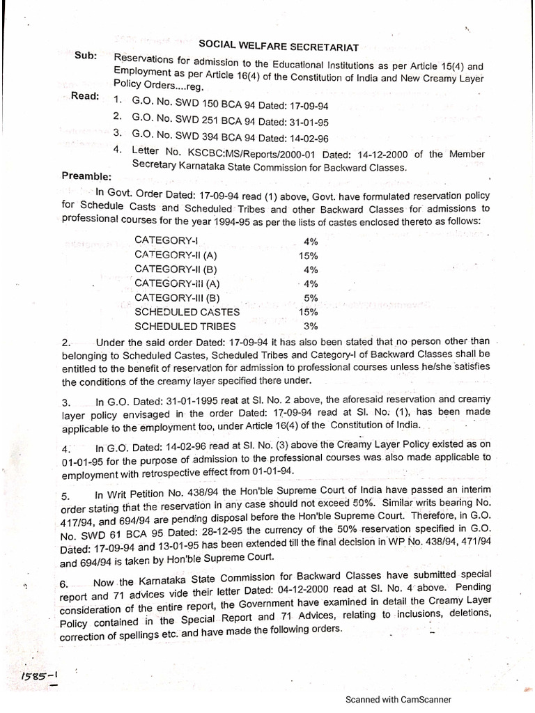Caste List 2002 English Karnataka GO | PDF