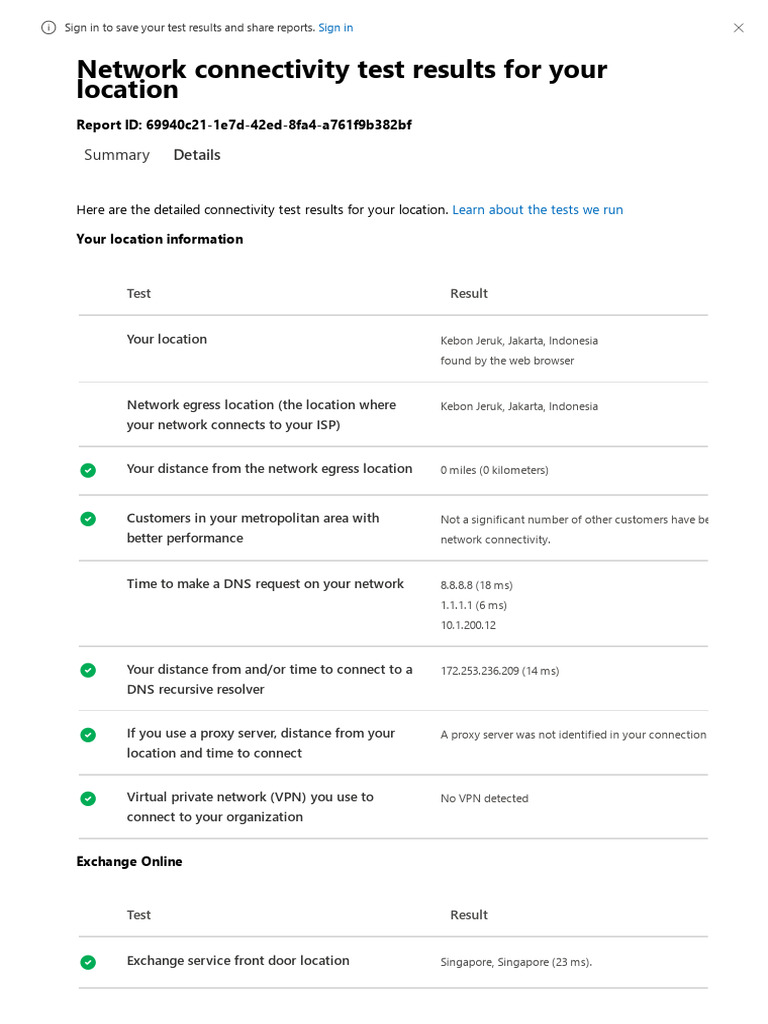 Microsoft 365 Connectivity Test Results | PDF | Computer Network ...