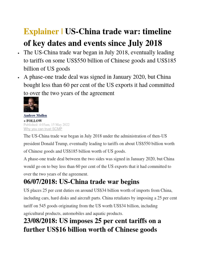 US China Trade War | PDF | Janet Yellen | Tariff