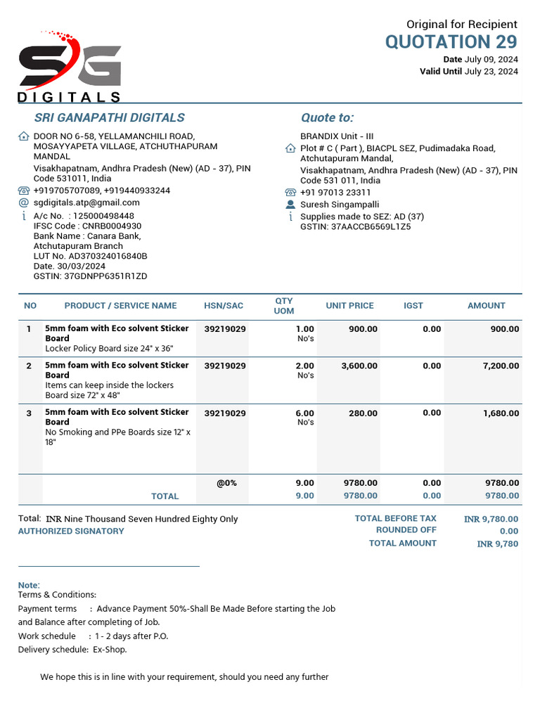 quotation_29 | PDF | Payments | Taxes