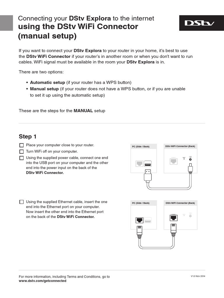 how_to_connect_dstv_wifi_connector_manual | Download Free PDF | Wi Fi | Usb