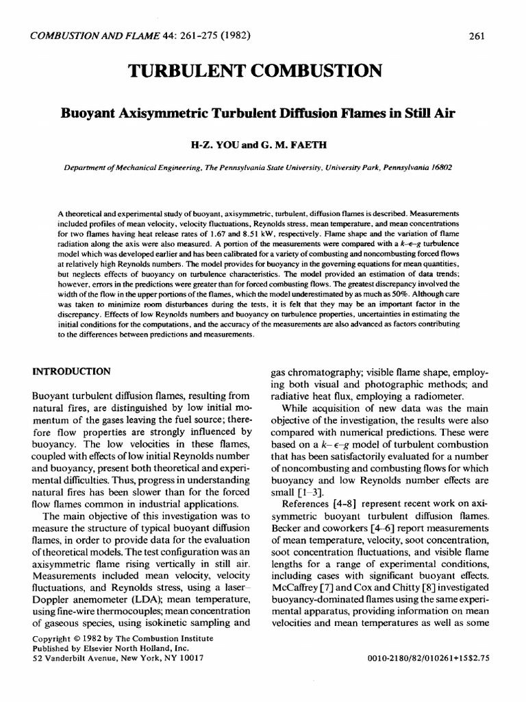 Buoyant Axisymmetric Turbulent Diffusion Flames in Still Air | PDF | Turbulence | Fluid Dynamics