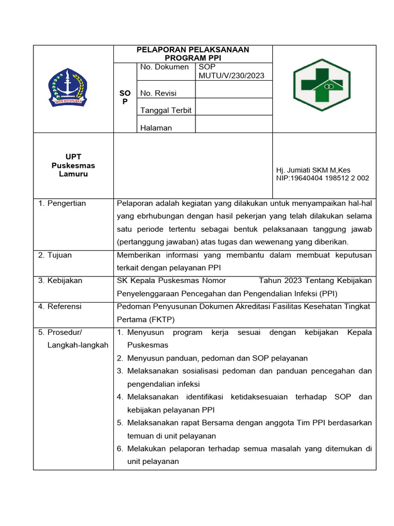 SOP Pelaporan Pelaksanaan Program PPI | PDF