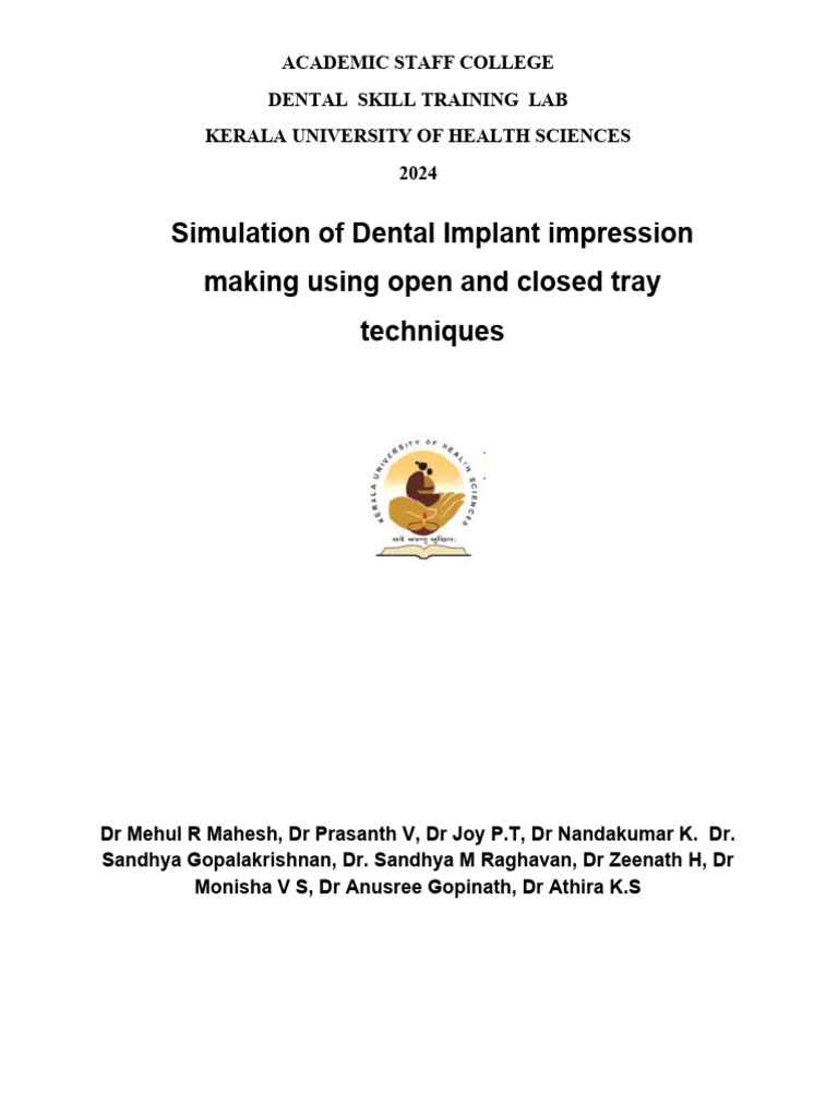 Skill Lab Implant Impression - New Edited | PDF | Dental Implant ...