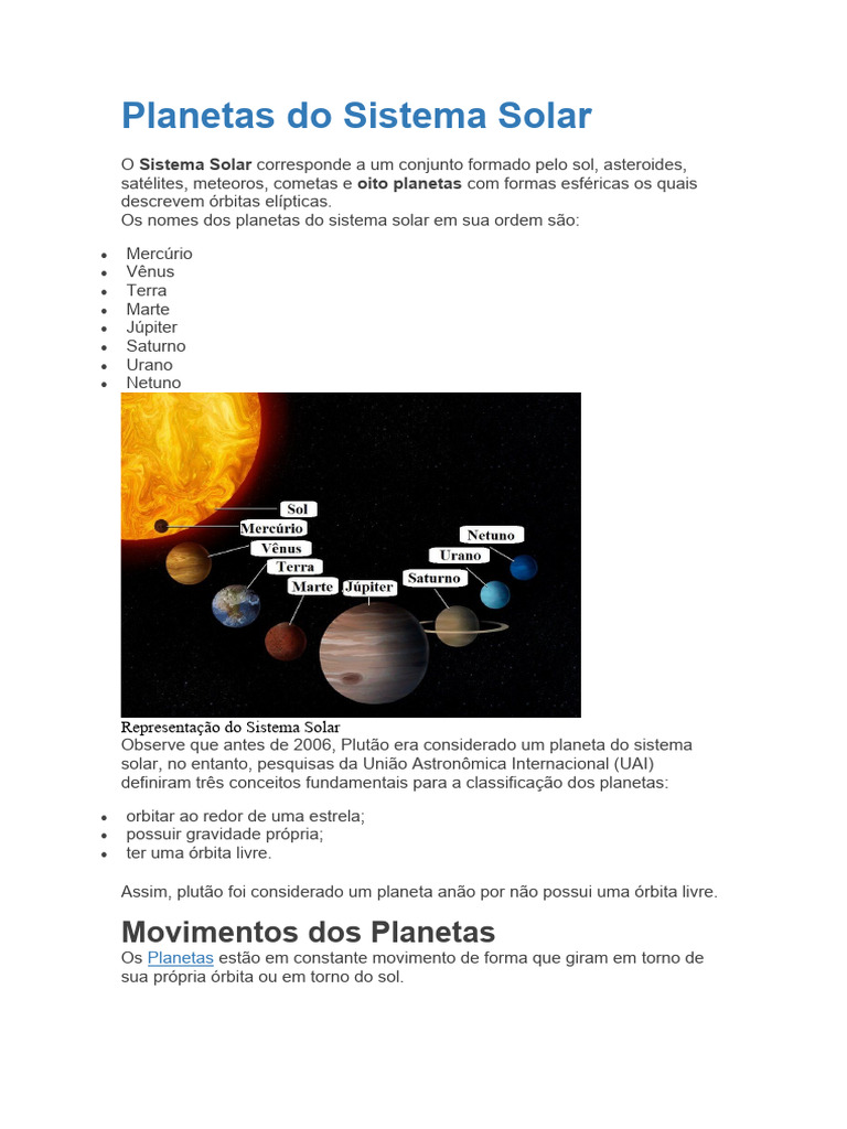 Planetas Do Sistema Solar | PDF | Sistema Solar | Planetas