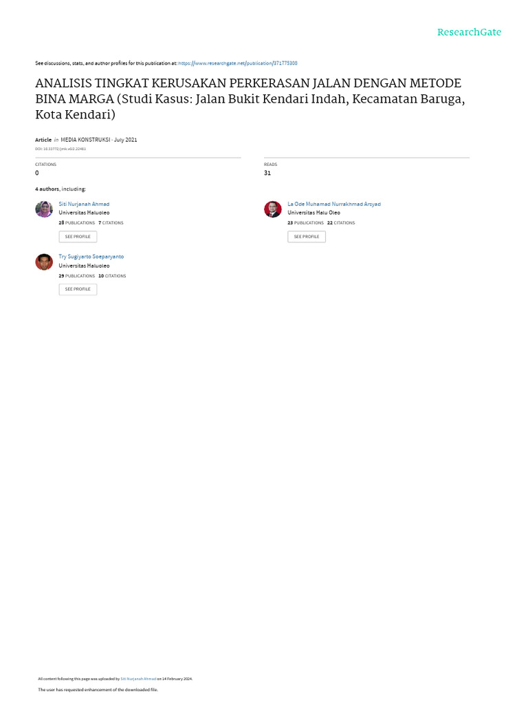 Analisis Tingkat Kerusakan Perkerasan Jalan Dengan | PDF