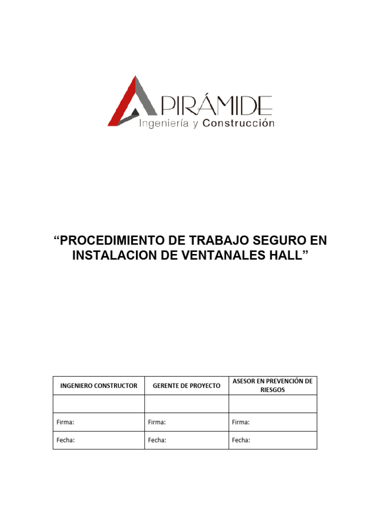 Procedimiento de Trabajo Seguro en Instalacion de Ventanales Hall | PDF | Contratista general