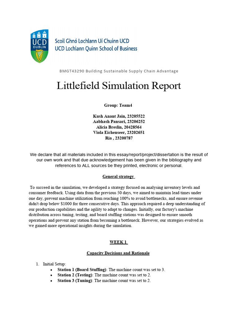 A3 Littlefield Simulation Report | PDF | Demand | Scheduling (Computing)
