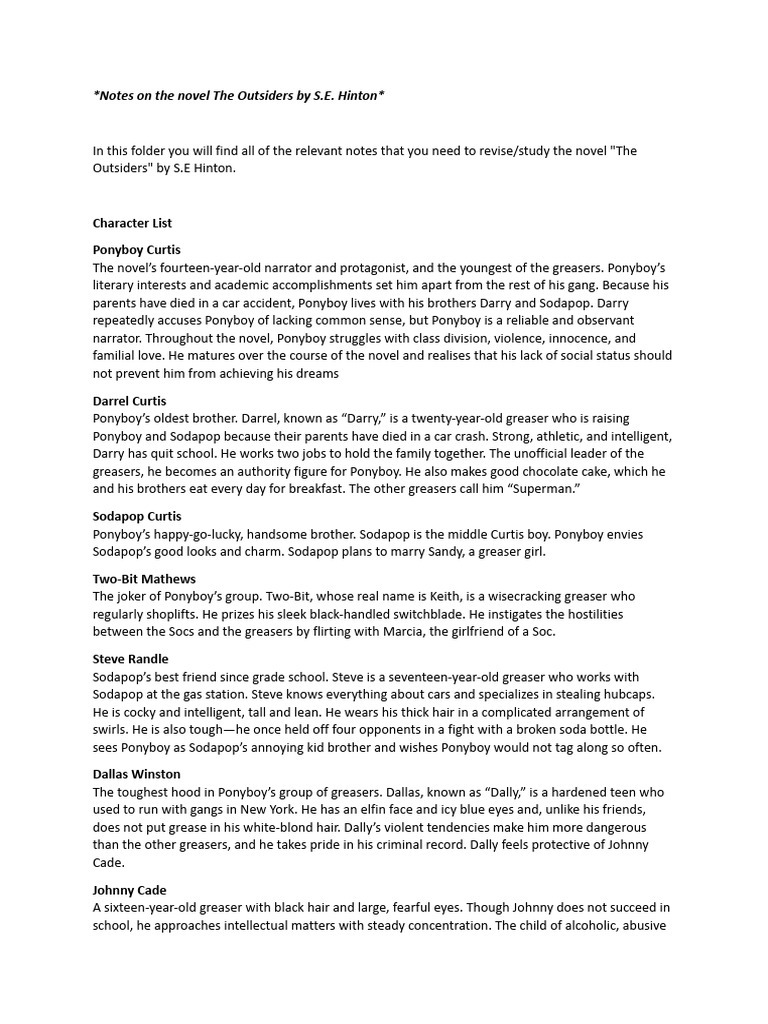 The Outsiders Themes and Symbols | PDF | Social Science