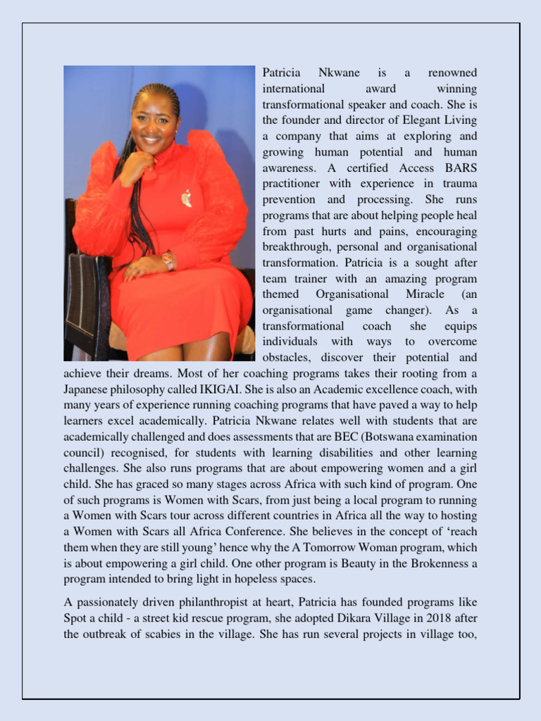Patricia Nkwane - Speakers profile | PDF | Africa