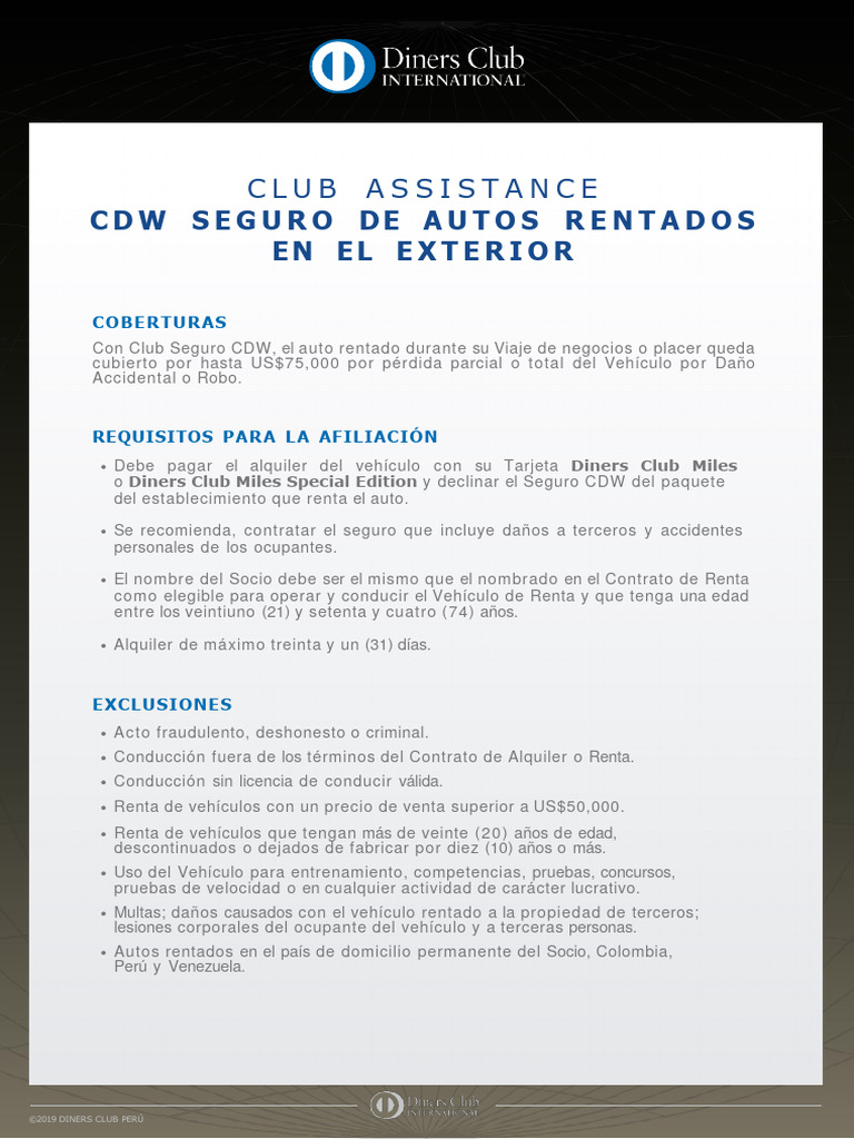 Club Assistance Seguro CDW DC | PDF