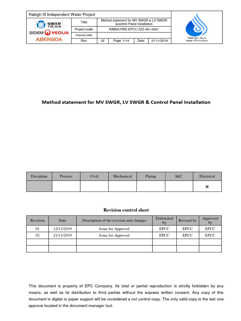 MV & LV Switchgear Installation Method | PDF | Electrical Wiring ...