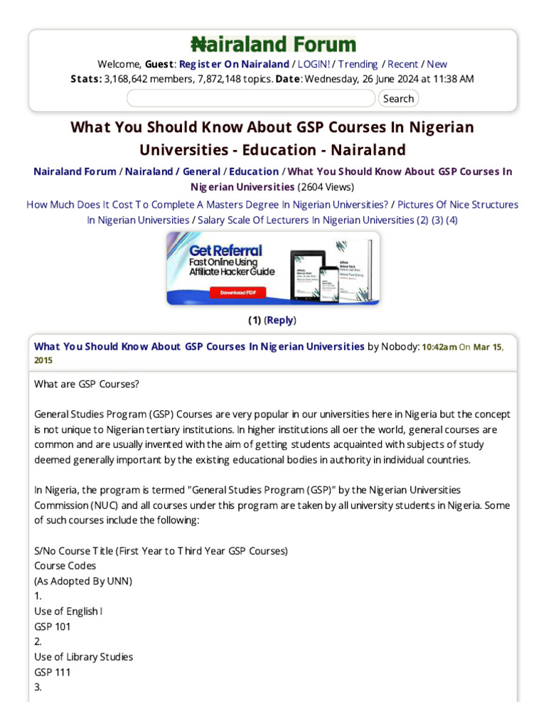 What You Should Know About GSP Courses in Nigerian Universities ...