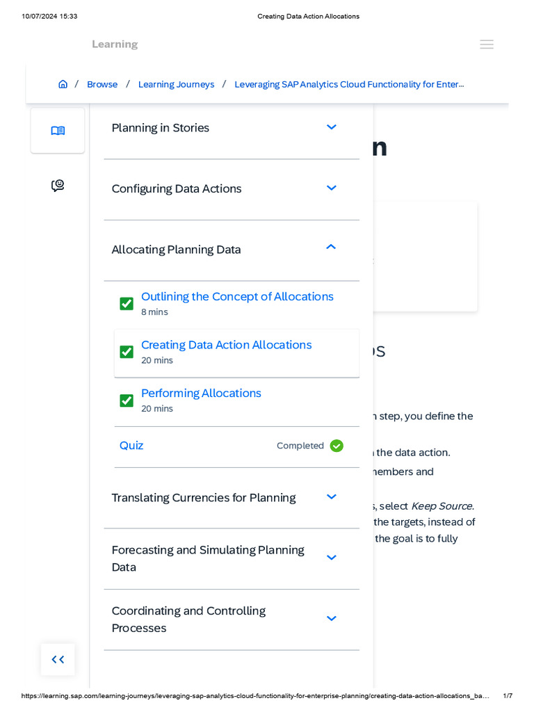 Creating Data Action Allocations | PDF | Cloud Computing | Analytics