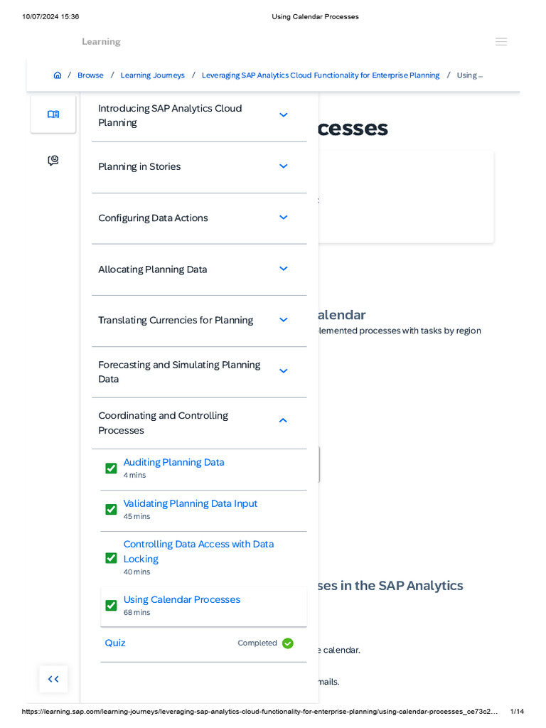 Using Calendar Processes | PDF | Cloud Computing | Analytics