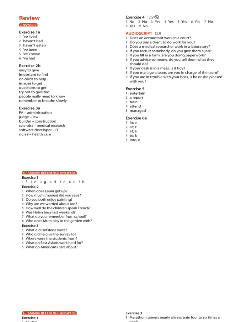 Navigate B1 Grammar Reference - Answers | PDF