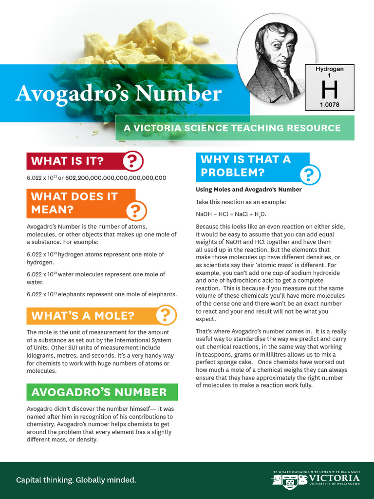 Avogadros Number Mole Day Resource | PDF | Mole (Unit) | Molecules
