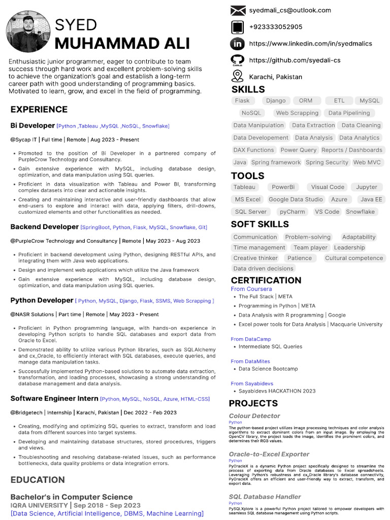Syed M Ali | PDF | Databases | My Sql